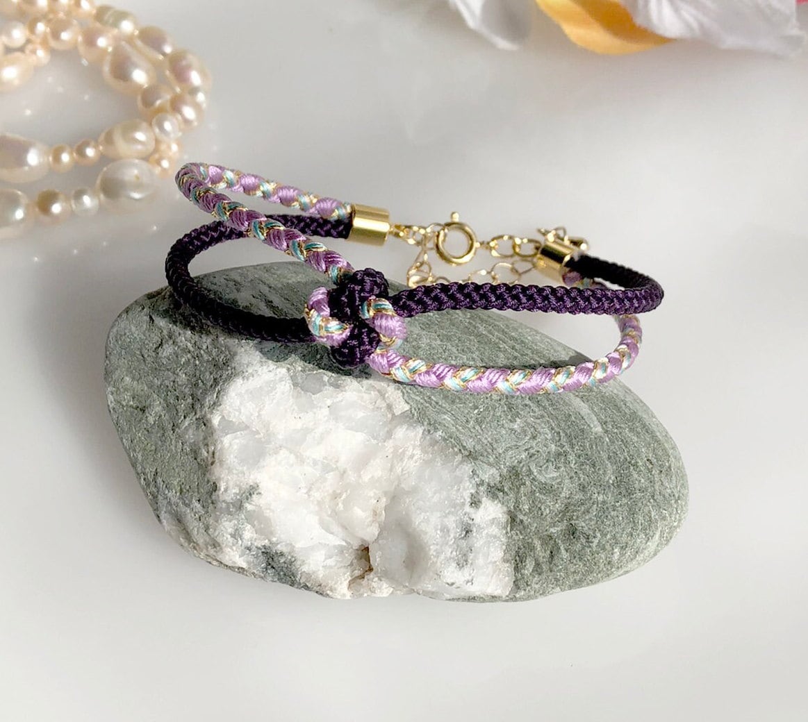 Dreams Come True Lucky Knot Japanese kumihimo Bracelet / with Mizuhiki ...