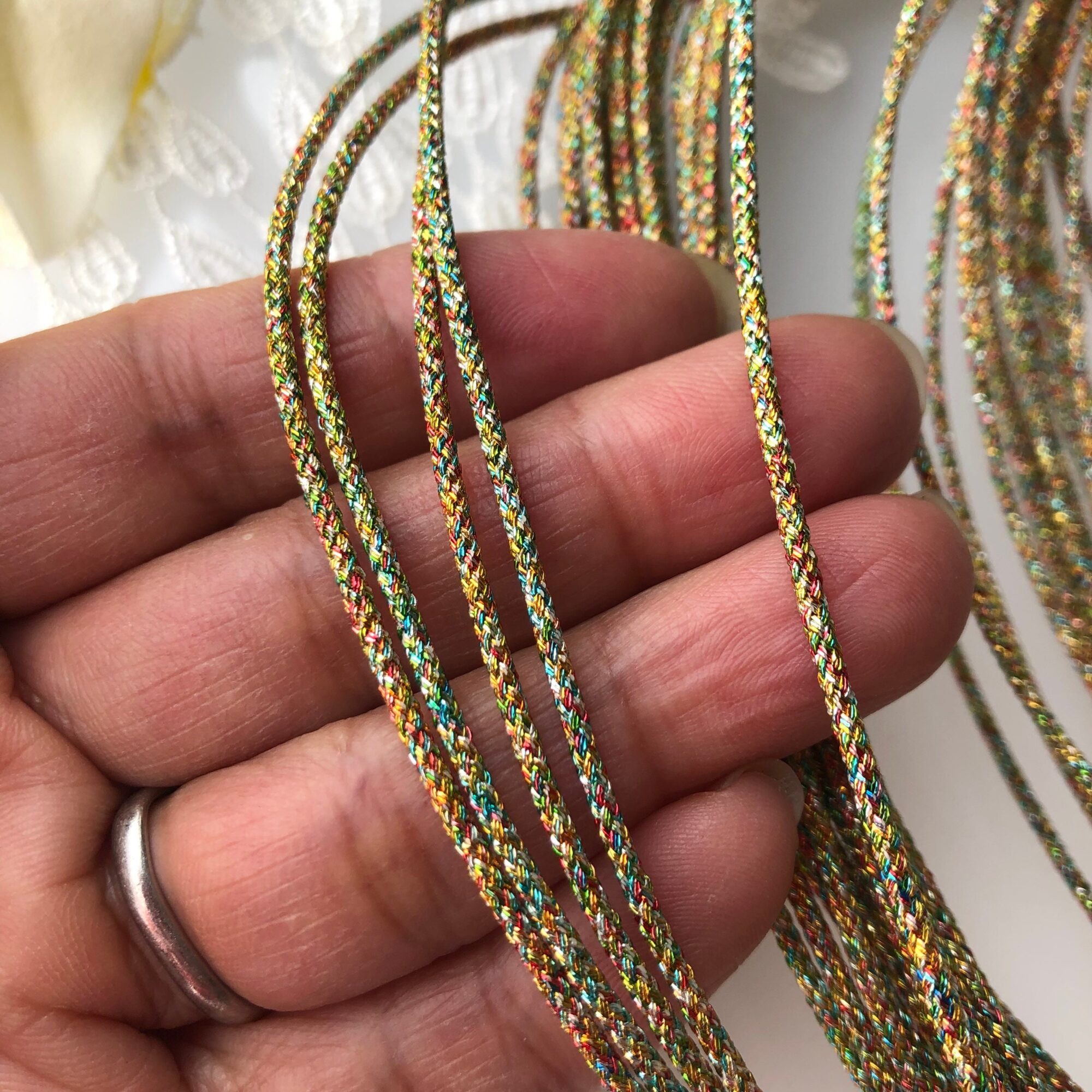 Fantastic Gold kumihimo code with iridescent melange tint Japanese ...