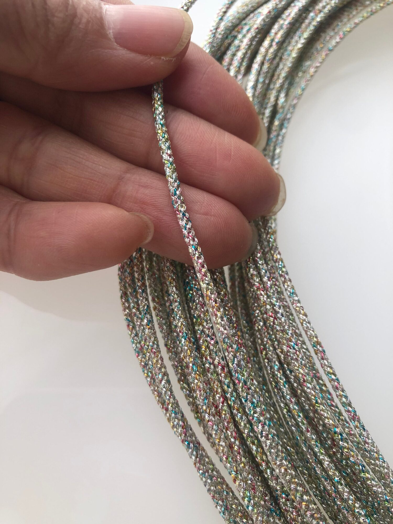 Fantastic Silver kumihimo cord with iridescent melange tint Japanese ...