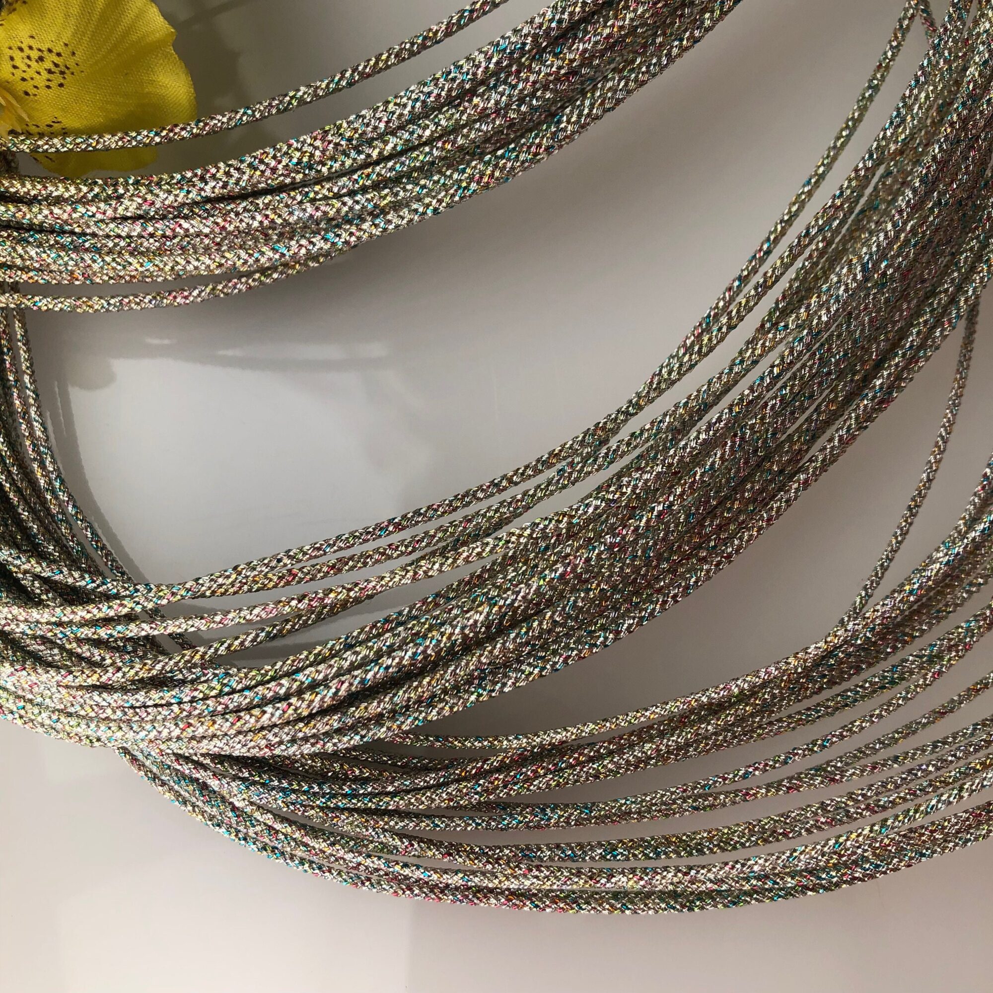Fantastic Silver kumihimo cord with iridescent melange tint Japanese ...