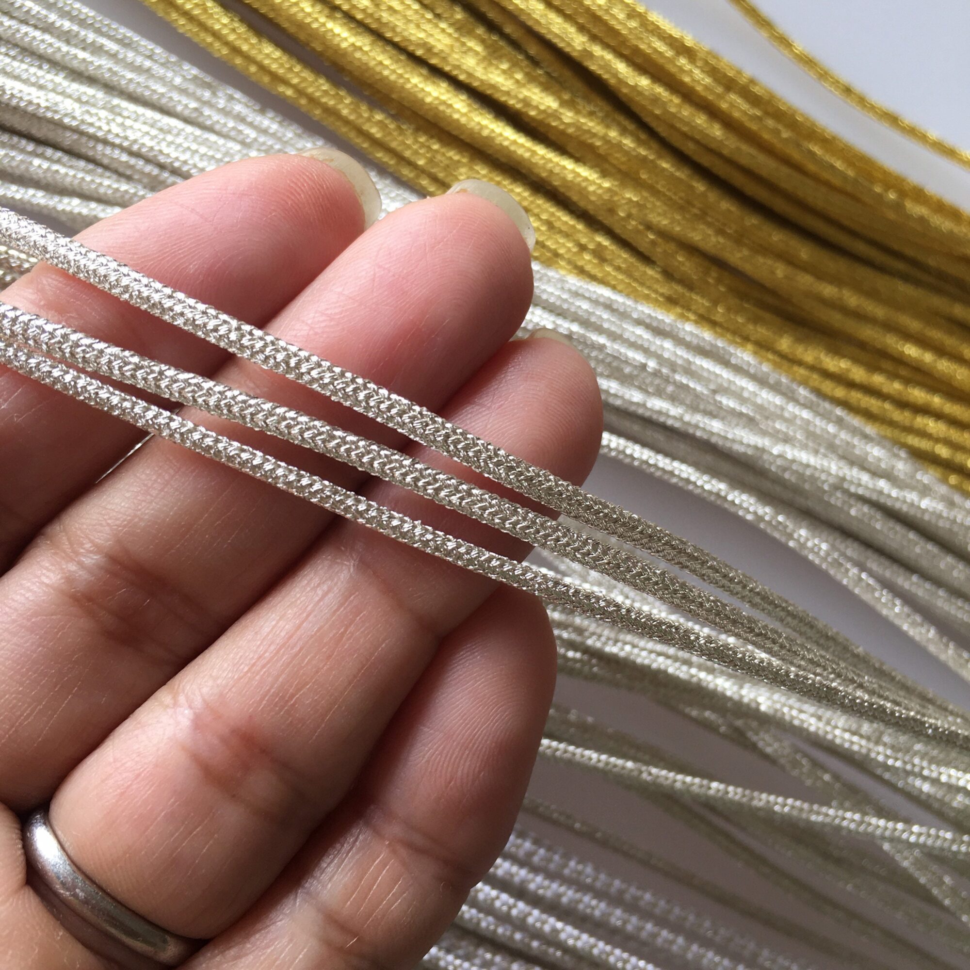 Gold & Silver round metallic cord kumihimo 2mm 5m Japanese kumihomo ...