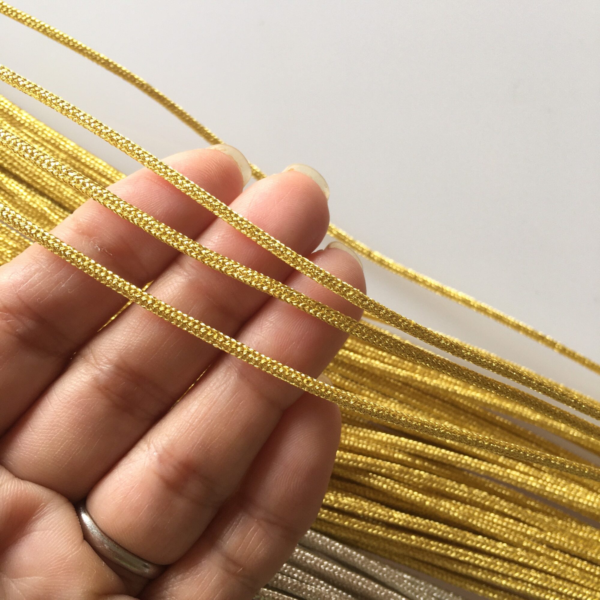 Gold & Silver round metallic cord kumihimo 2mm 5m Japanese kumihomo ...