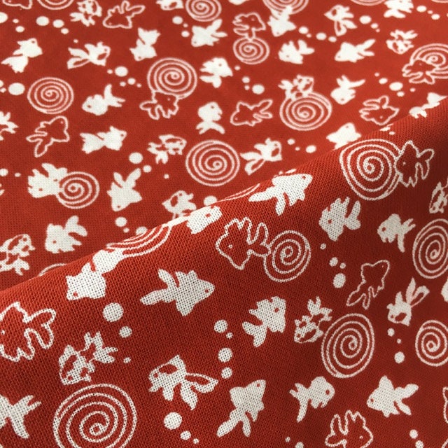 Japanese tenugui towel 90cm Japanese traditional pattern “Red gold fish ...
