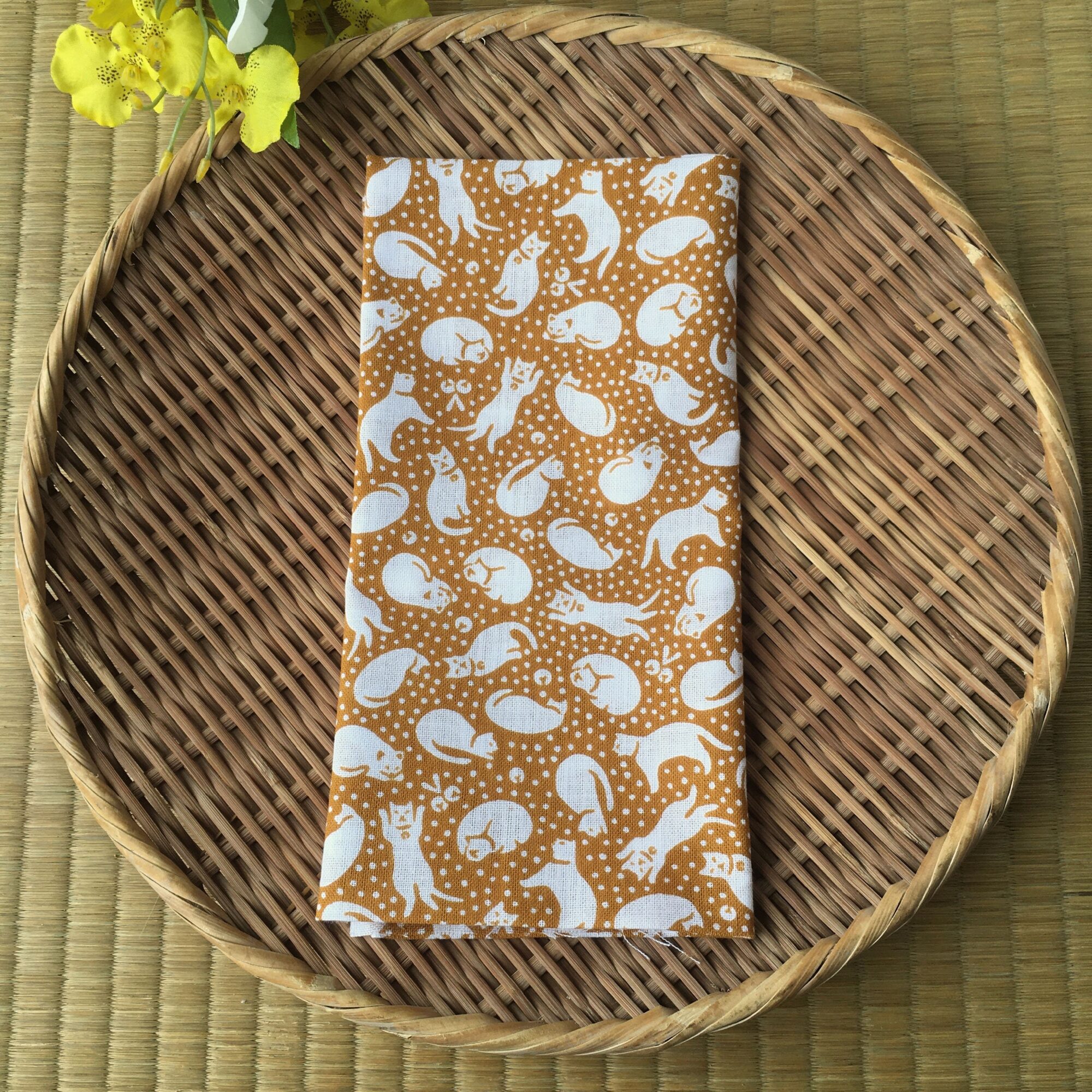 Japanese tenugui towel fabric Japanese traditional pattern “Bell Cat ...