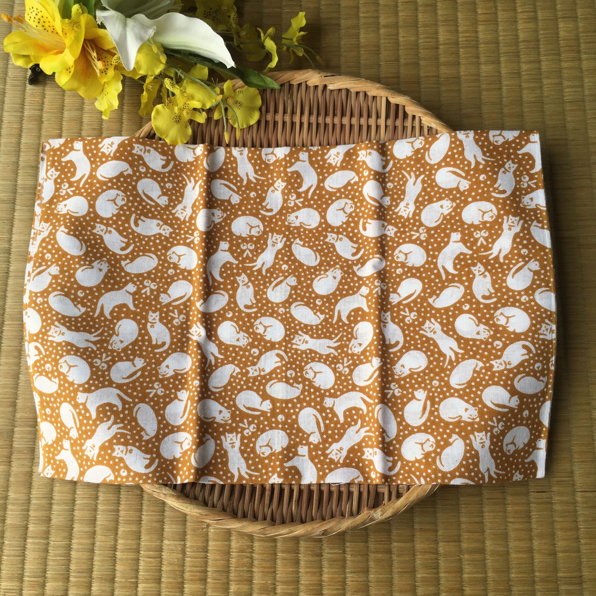 Japanese tenugui towel fabric Japanese traditional pattern “Bell Cat ...