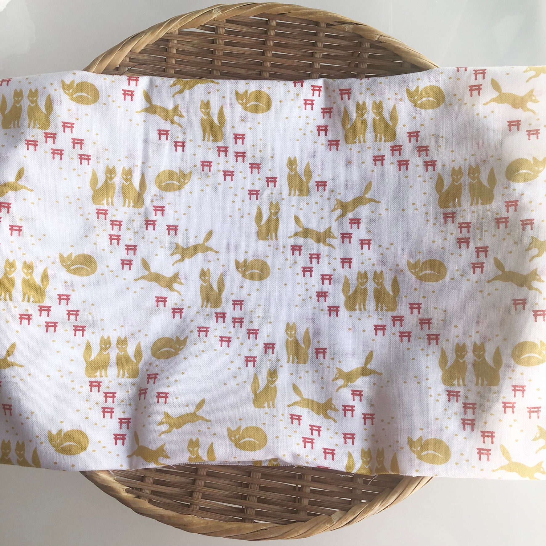 Japanese tenugui towel Japanese traditional pattern “Fox and shrine ...