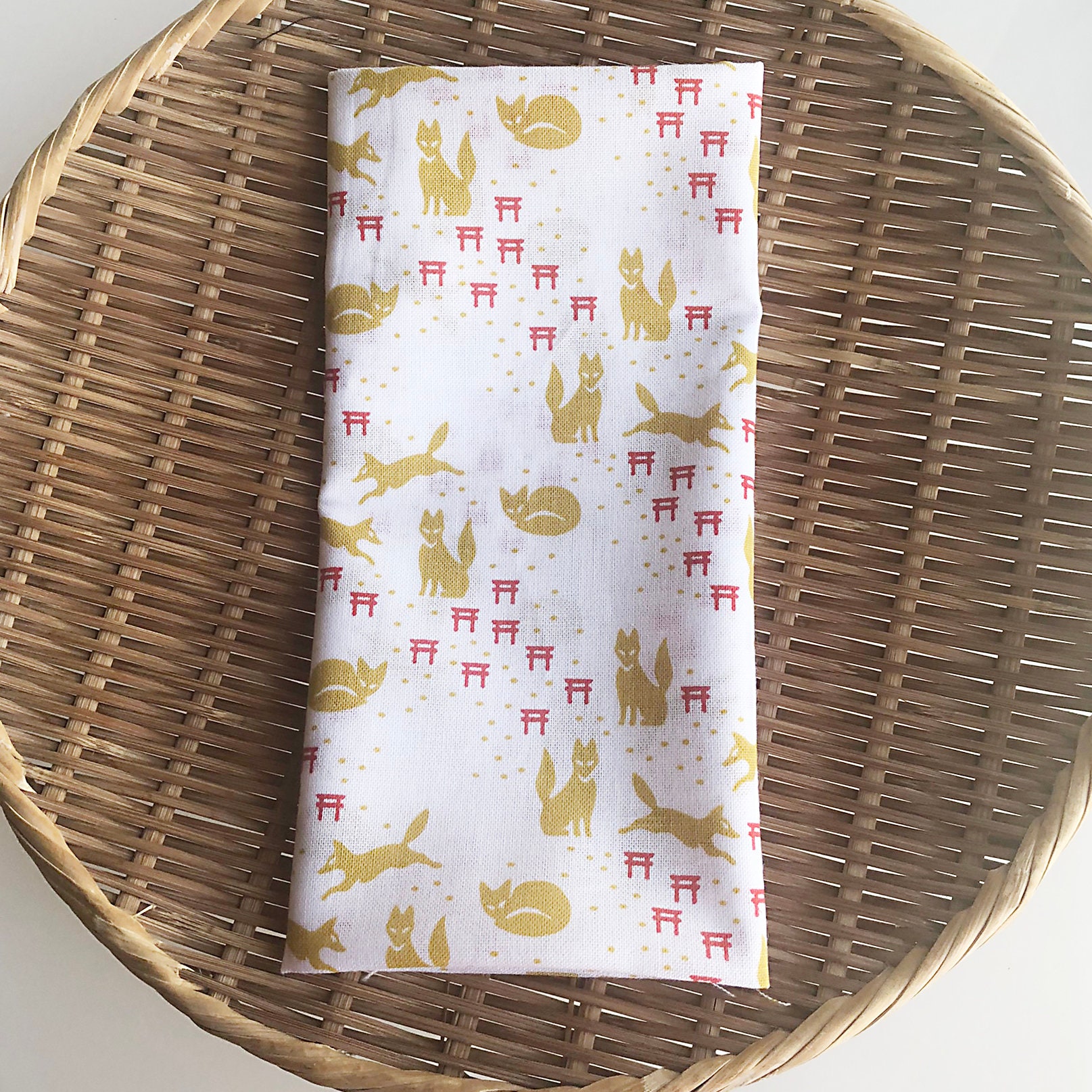 Japanese tenugui towel Japanese traditional pattern “Fox and shrine ...