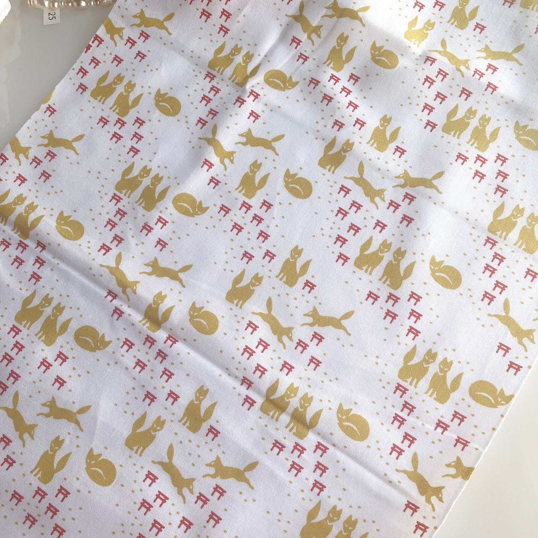 Japanese tenugui towel Japanese traditional pattern “Fox and shrine ...
