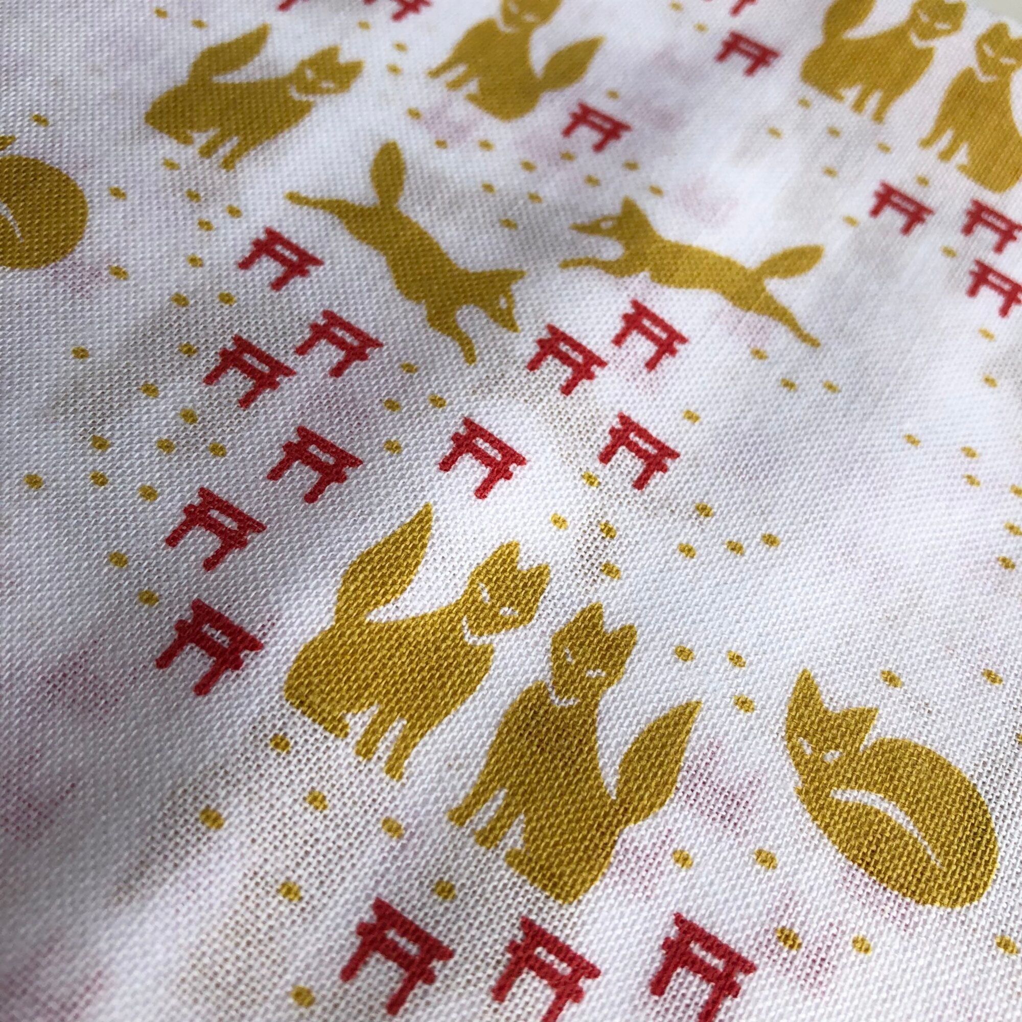 Japanese tenugui towel Japanese traditional pattern “Fox and shrine ...