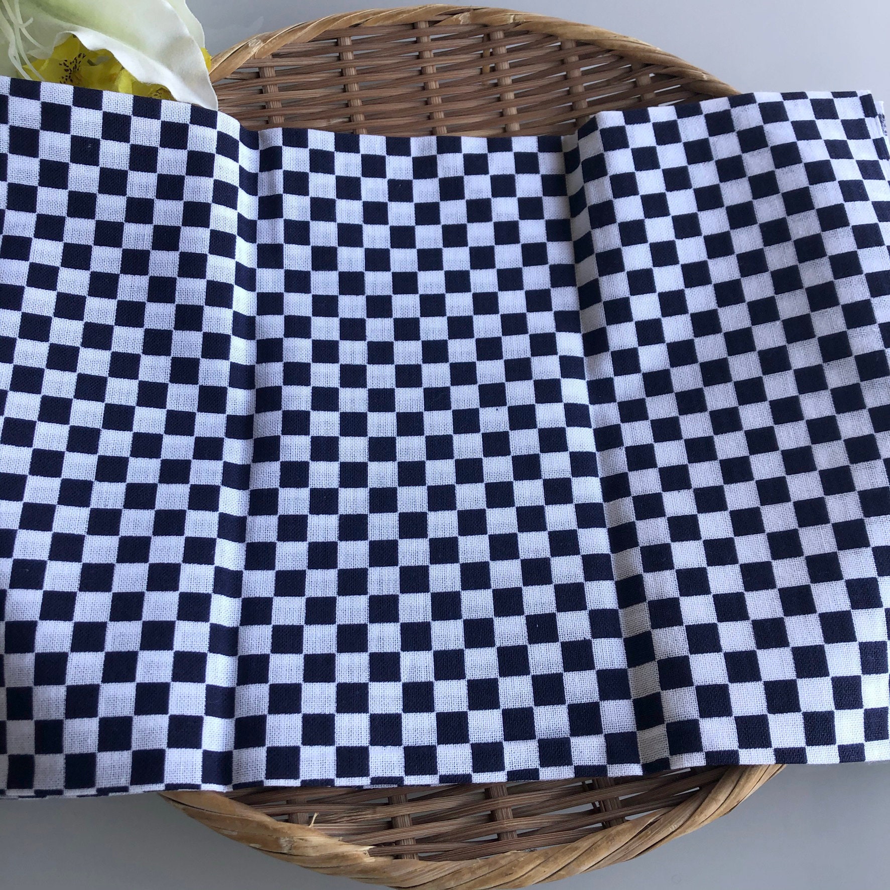 Japanese tenugui towel /Japanese traditional pattern “Ichimatsu” navy ...