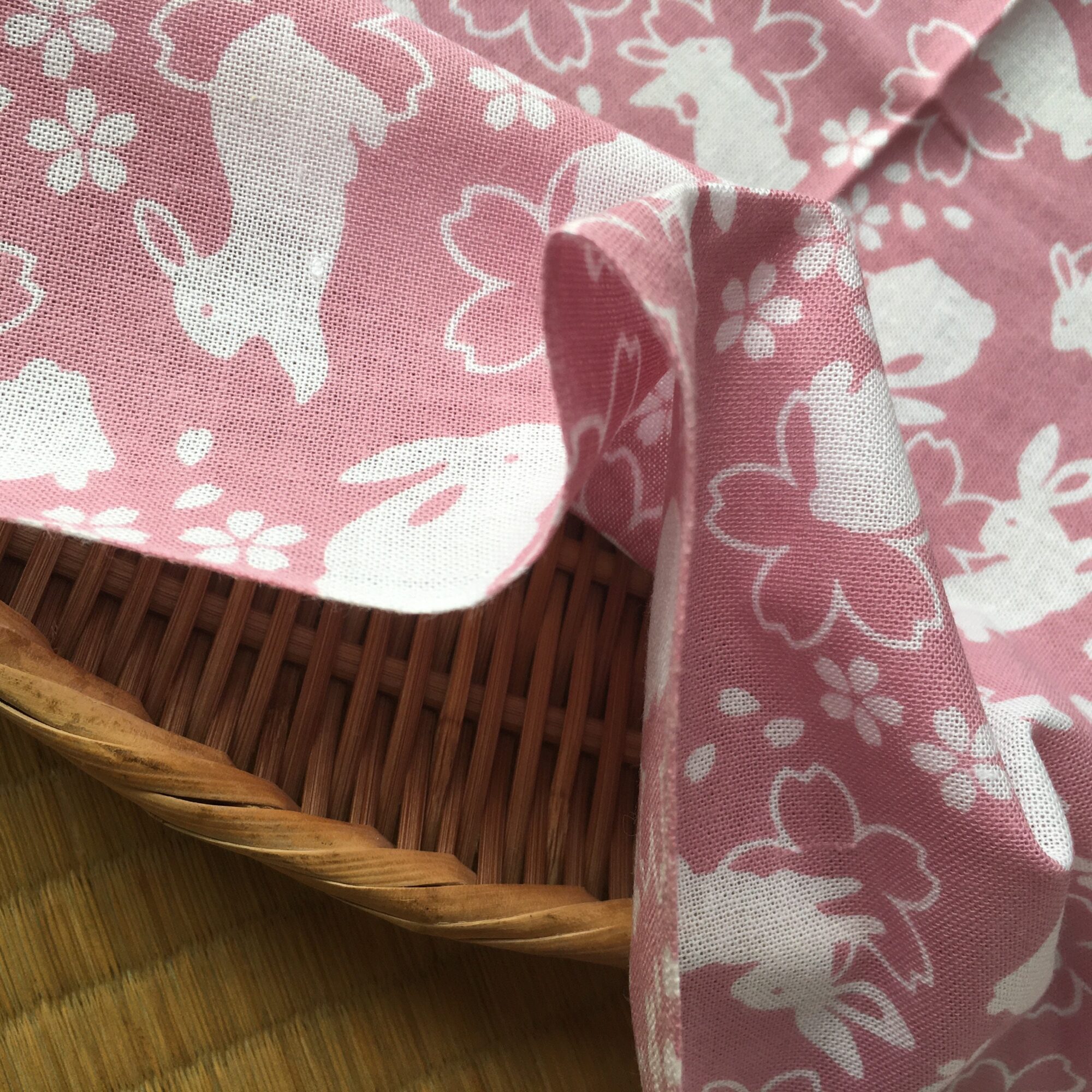 Japanese Tenugui towel traditional pattern “Rabbit and Cherry blossom ...