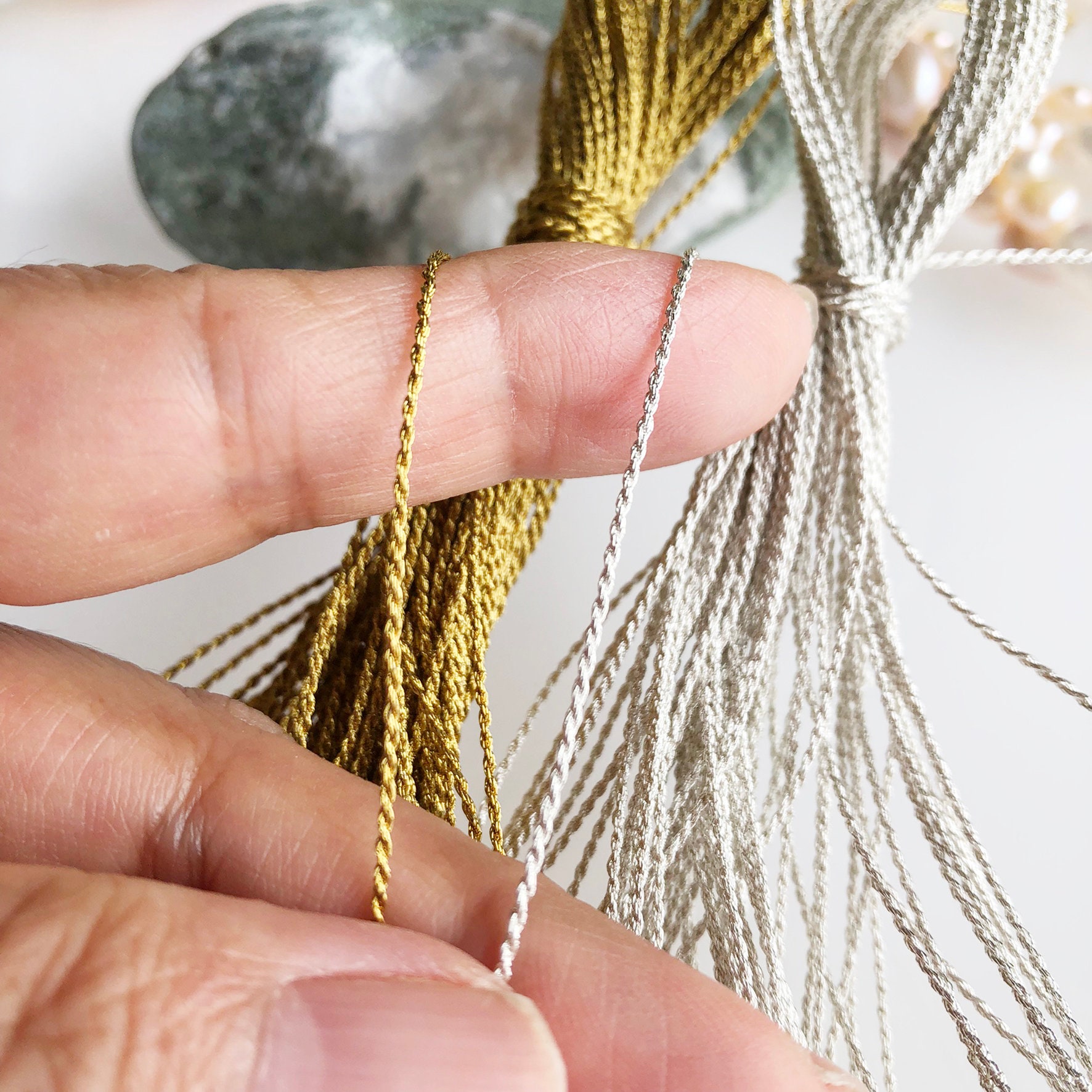 Japanese twisted cord gold & silver 0.8mm extra fine 10m made in KYOTO ...