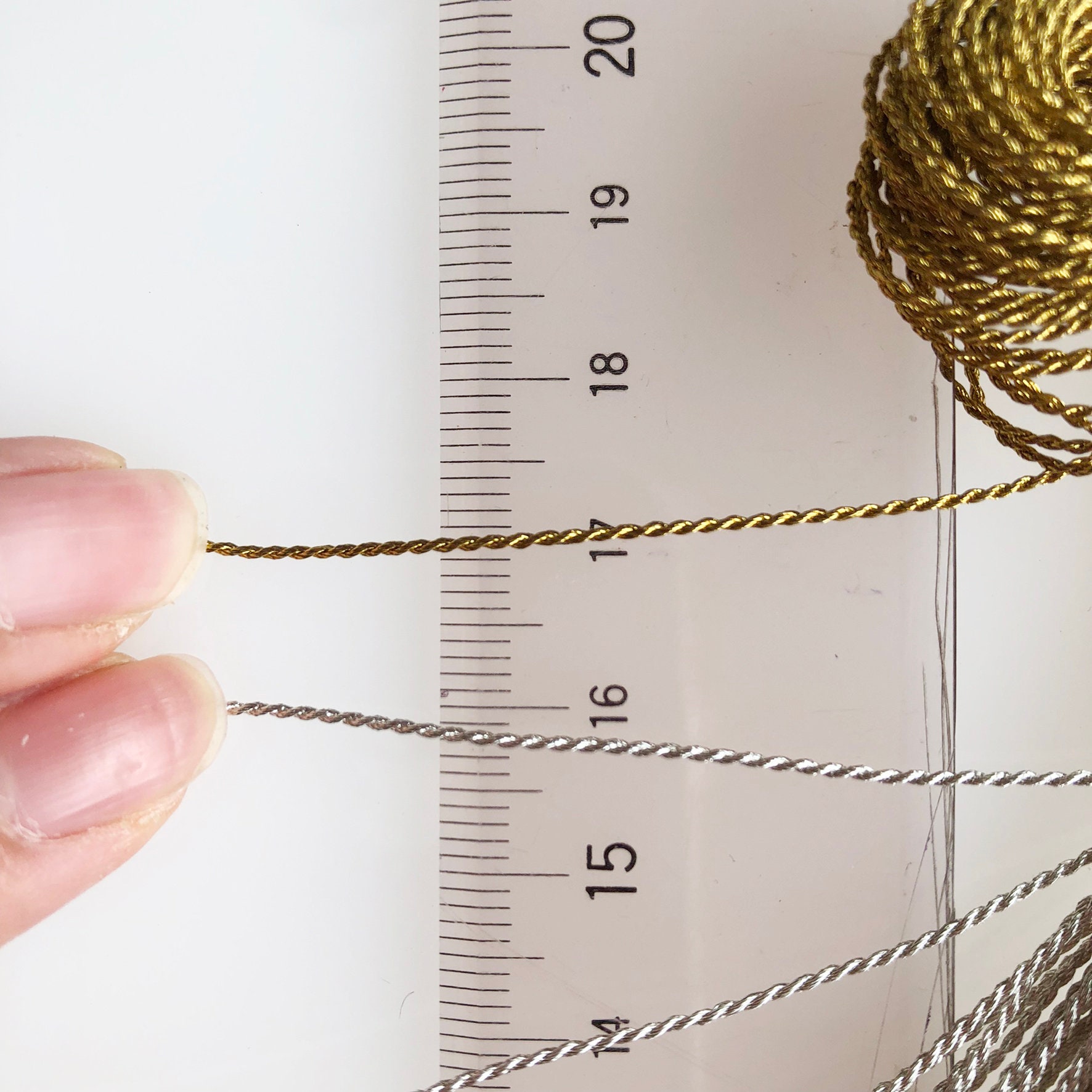 Japanese twisted cord gold & silver 0.8mm extra fine 10m made in KYOTO ...