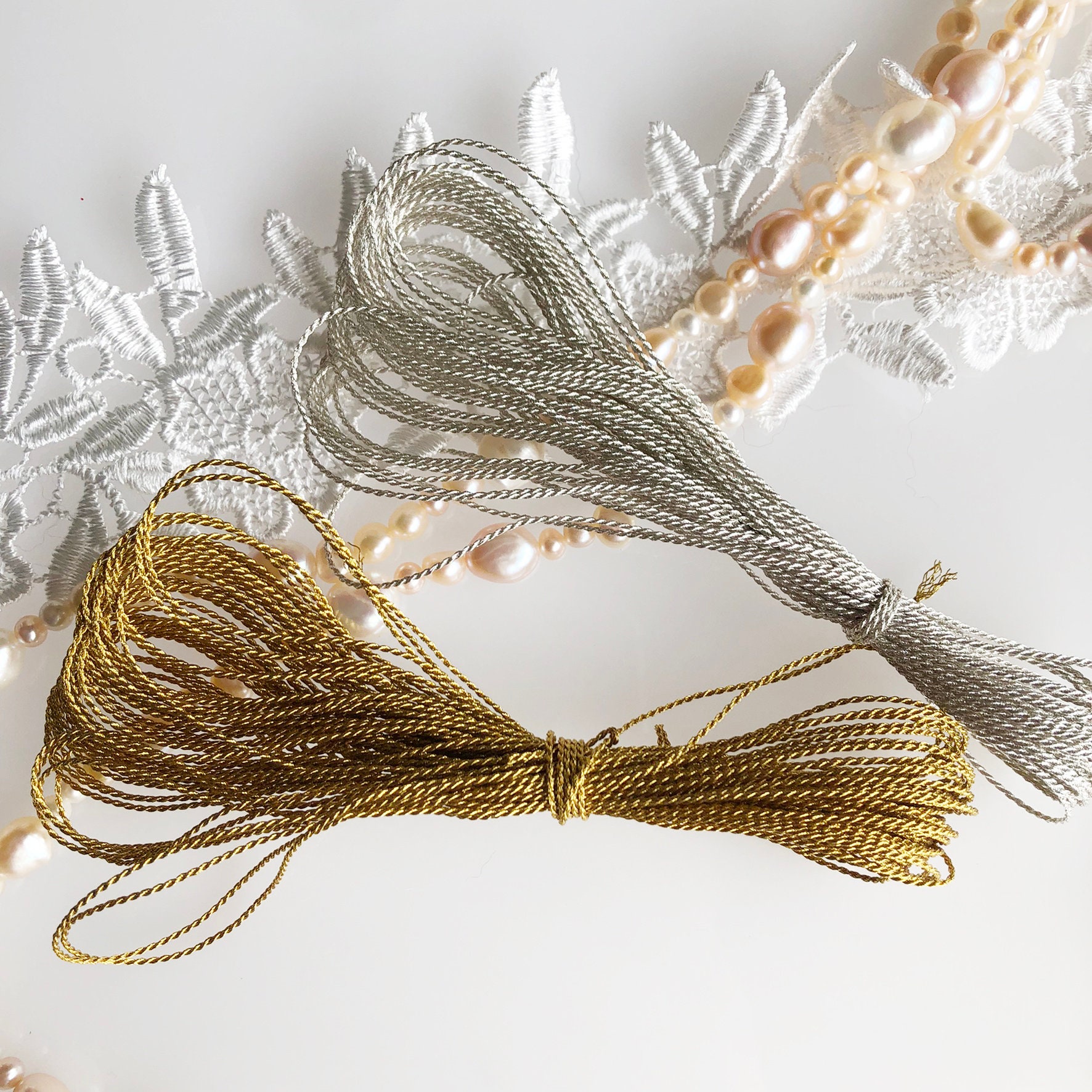 Japanese twisted cord gold & silver 0.8mm extra fine 10m made in KYOTO ...