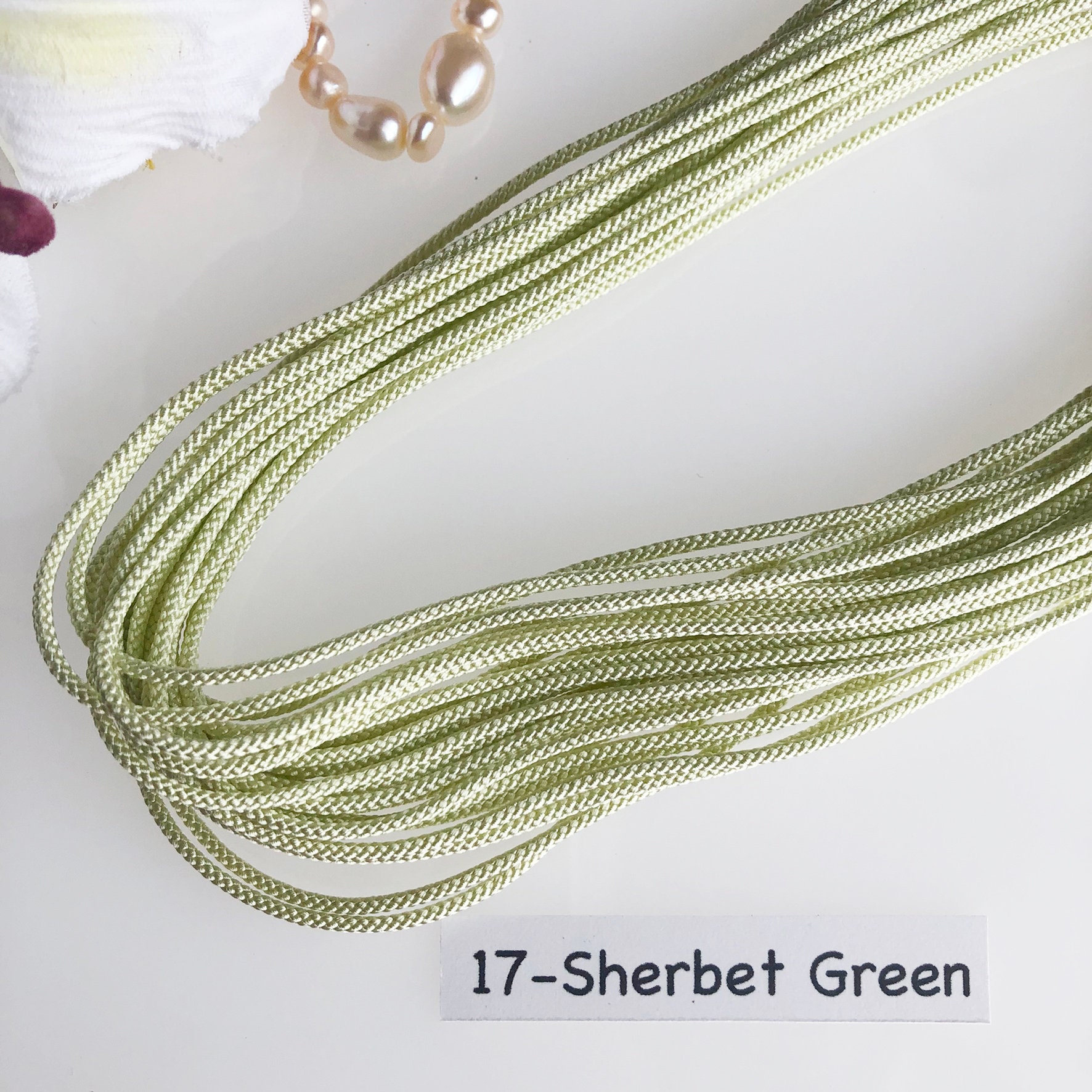 Silk round braided cord kumihimo 1.5mm 120cm Japanese silk cord ...