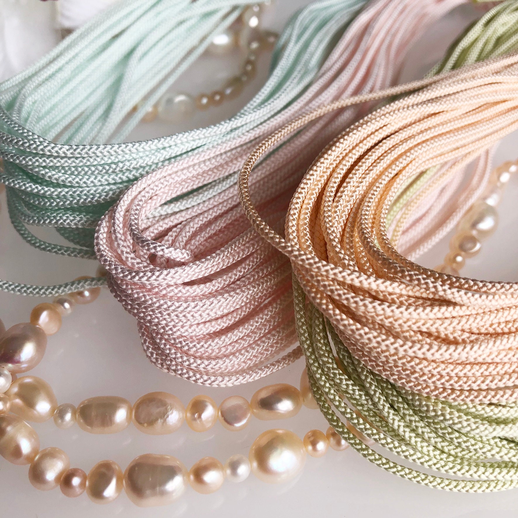 Silk round braided cord kumihimo 1.5mm 120cm Japanese silk cord ...