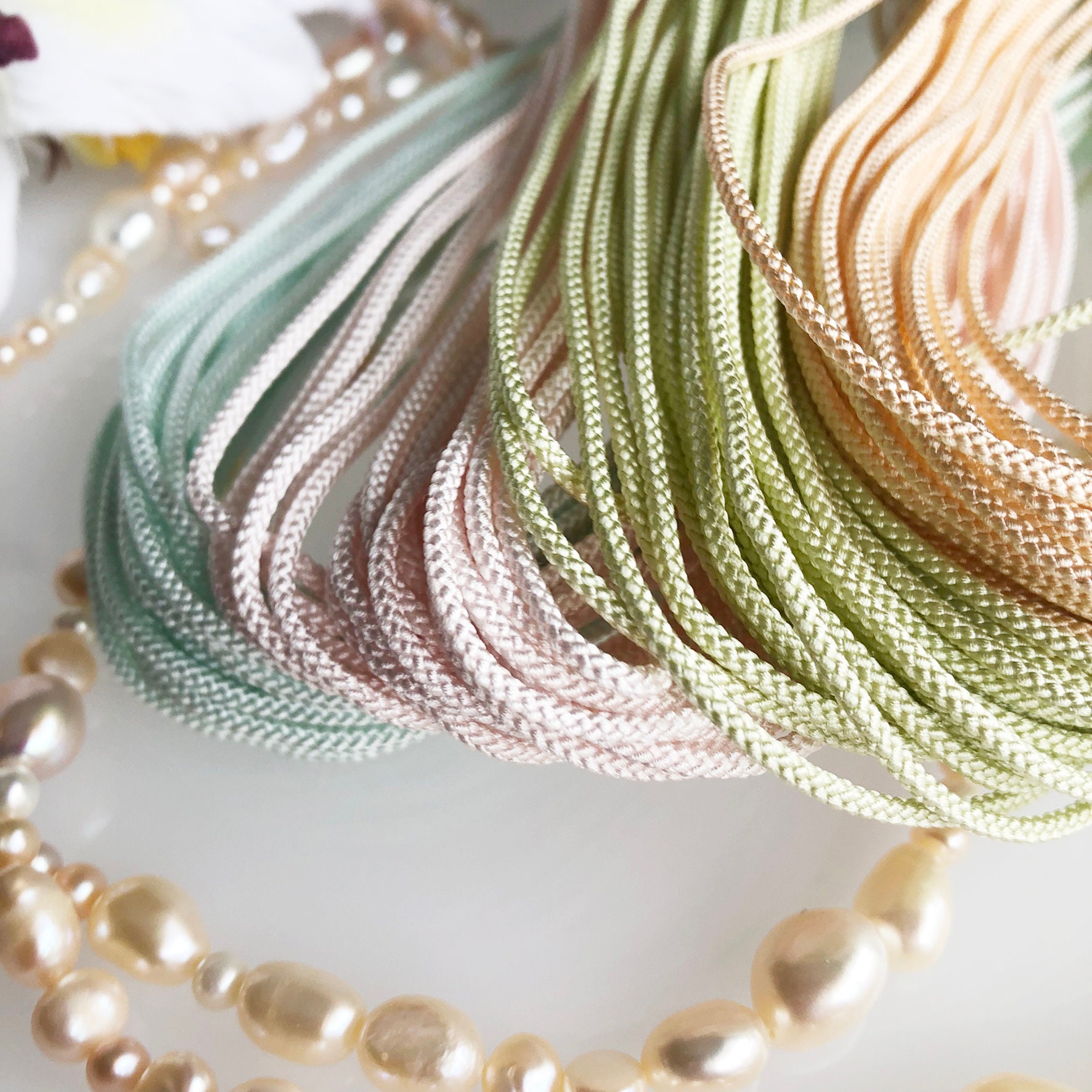 Silk round braided cord kumihimo 1.5mm 120cm Japanese silk cord ...