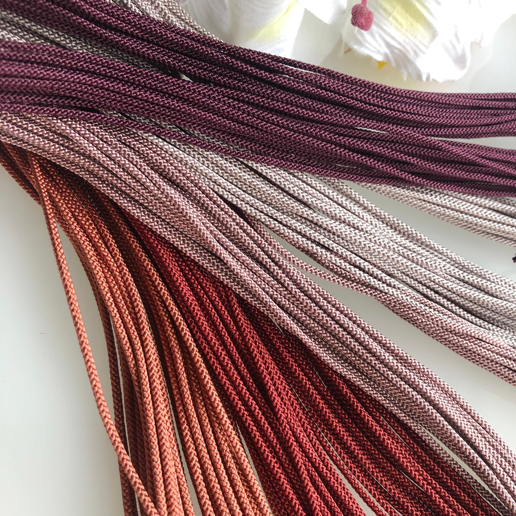 Silk round braided cord kumihimo 1.5mm 120cm Japanese silk cord ...