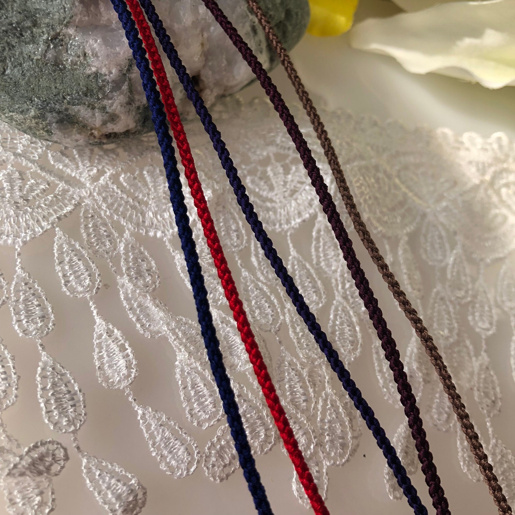 Silk round braided cord kumihimo 2mm Japanese silk cord “Yotsu-gumi” 4 ...