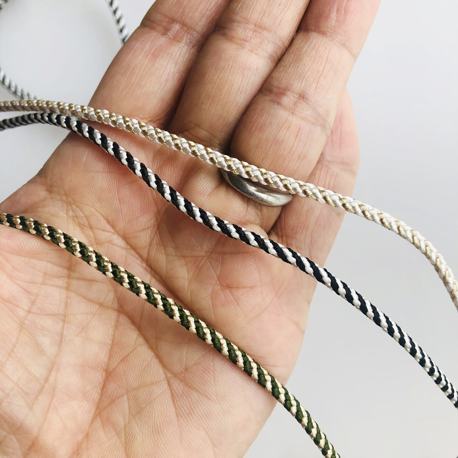 Silk round spiral braided cord kumihimo 2.5mm 1meters Japanese silk ...