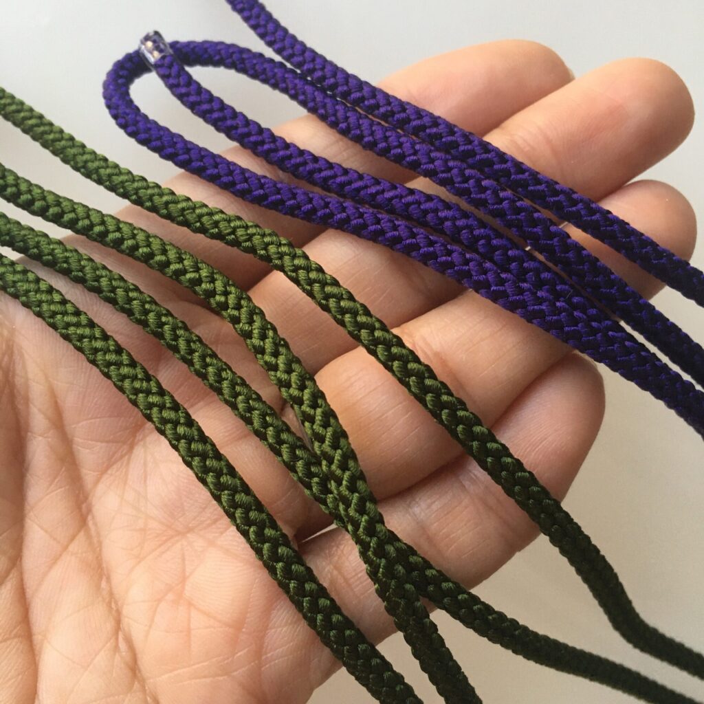 Silk round braided cord kumihimo 3mm 1meters Japanese silk cord "Edo ...