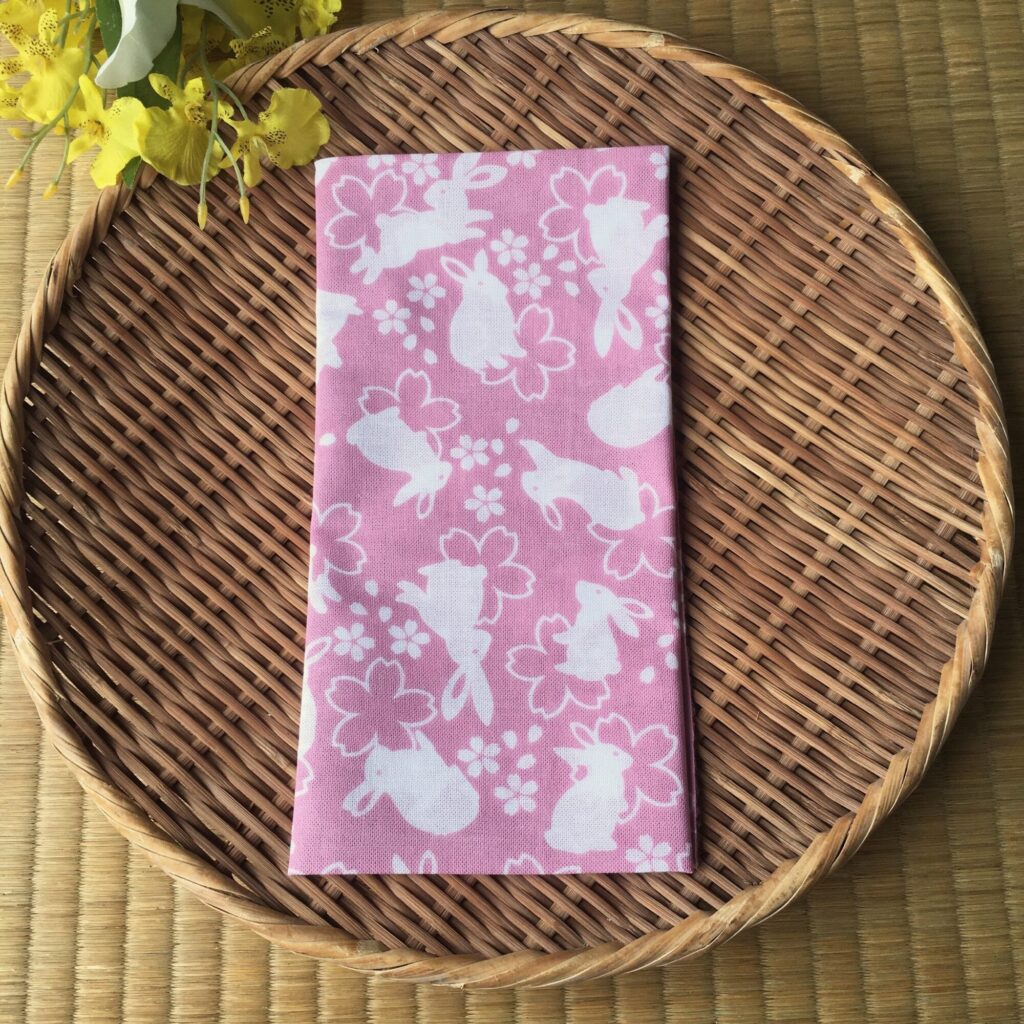 Japanese Tenugui towel traditional pattern “Rabbit and Cherry blossom ...