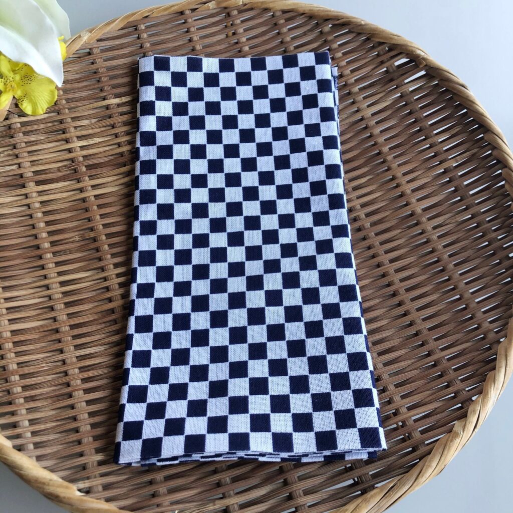 Japanese tenugui towel /Japanese traditional pattern “Ichimatsu” navy ...