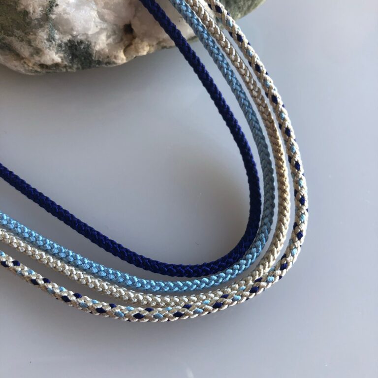 Silk round braided cord kumihimo 2mm mix color grey & blue Japanese ...