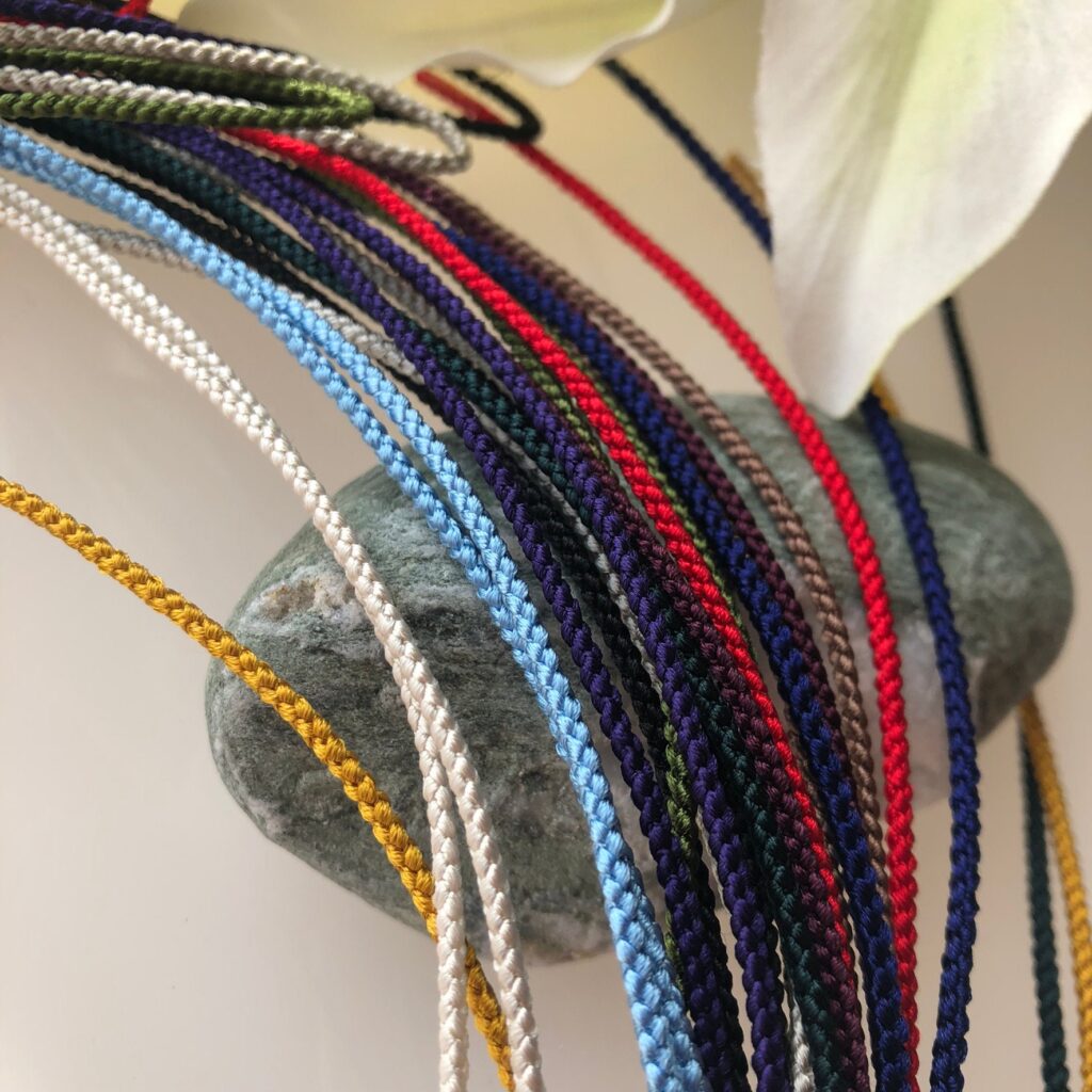 Silk round braided cord kumihimo 2mm Japanese silk cord “Yotsu-gumi” 4 ...