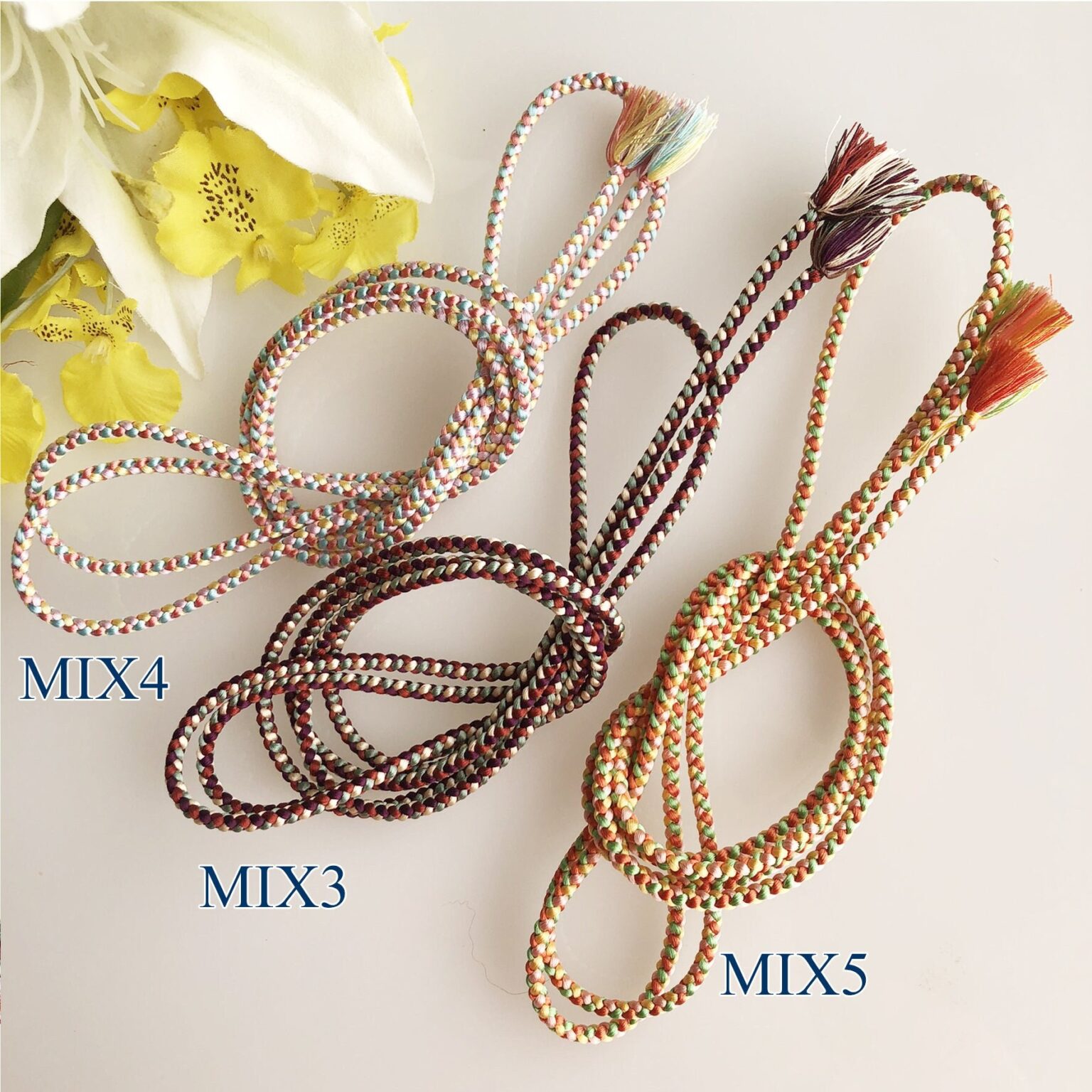 Silk kumihimo braided cord 3.5 mm 150 cm 4 strand braided, for belts ...