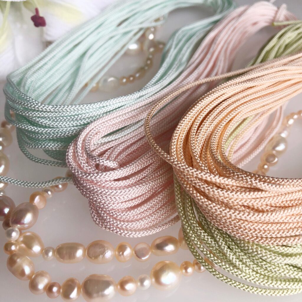 Silk round braided cord kumihimo 1.5mm 120cm Japanese silk cord ...