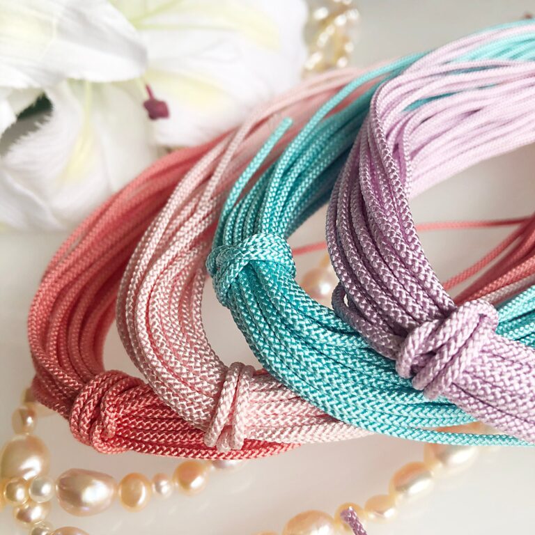 Silk round braided cord kumihimo 1.5mm 120cm Japanese silk cord ...