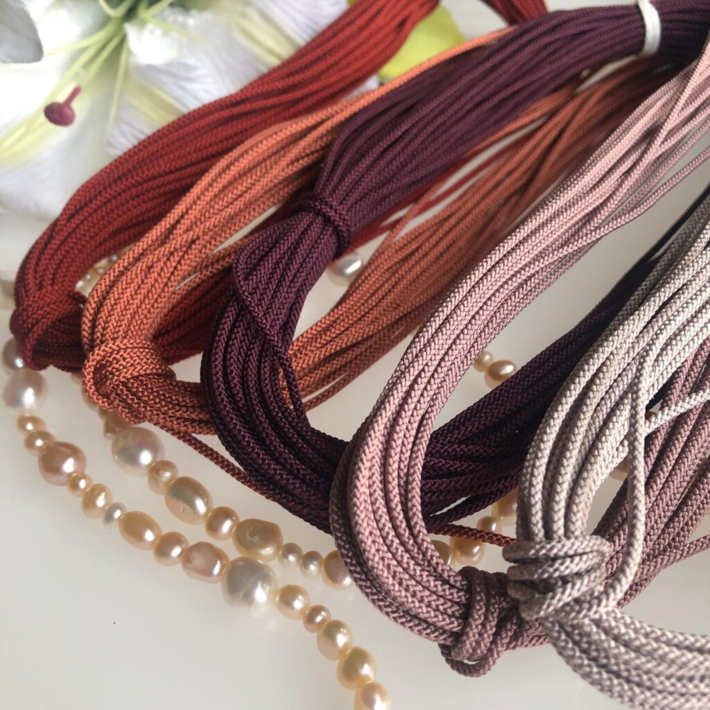 Silk round braided cord kumihimo 1.5mm 120cm Japanese silk cord ...