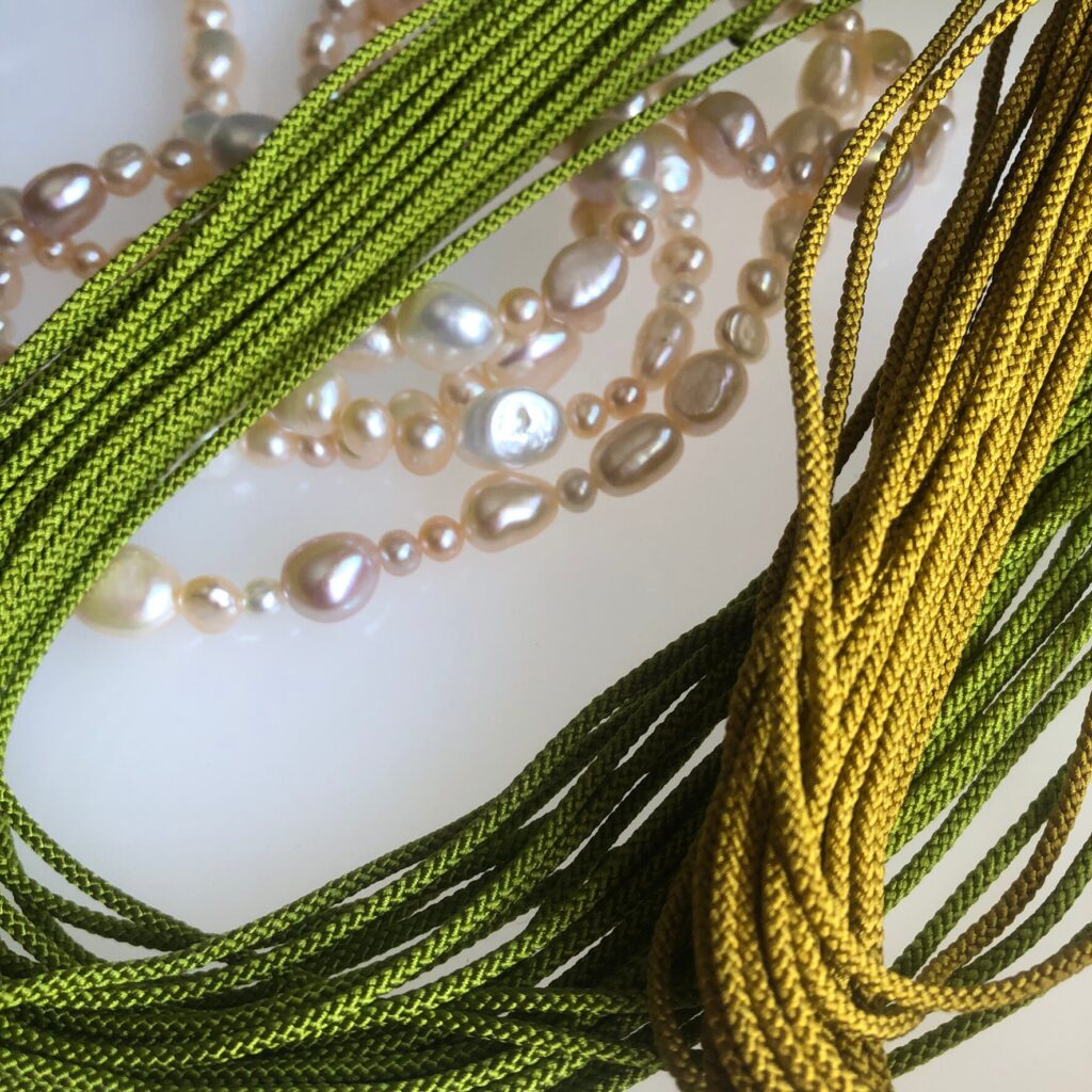 Silk round braided cord kumihimo 1.5mm 120cm Japanese silk cord ...