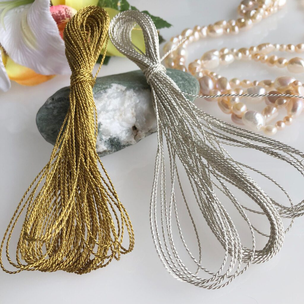 Japanese twisted cord gold & silver 0.8mm extra fine 10m made in KYOTO ...