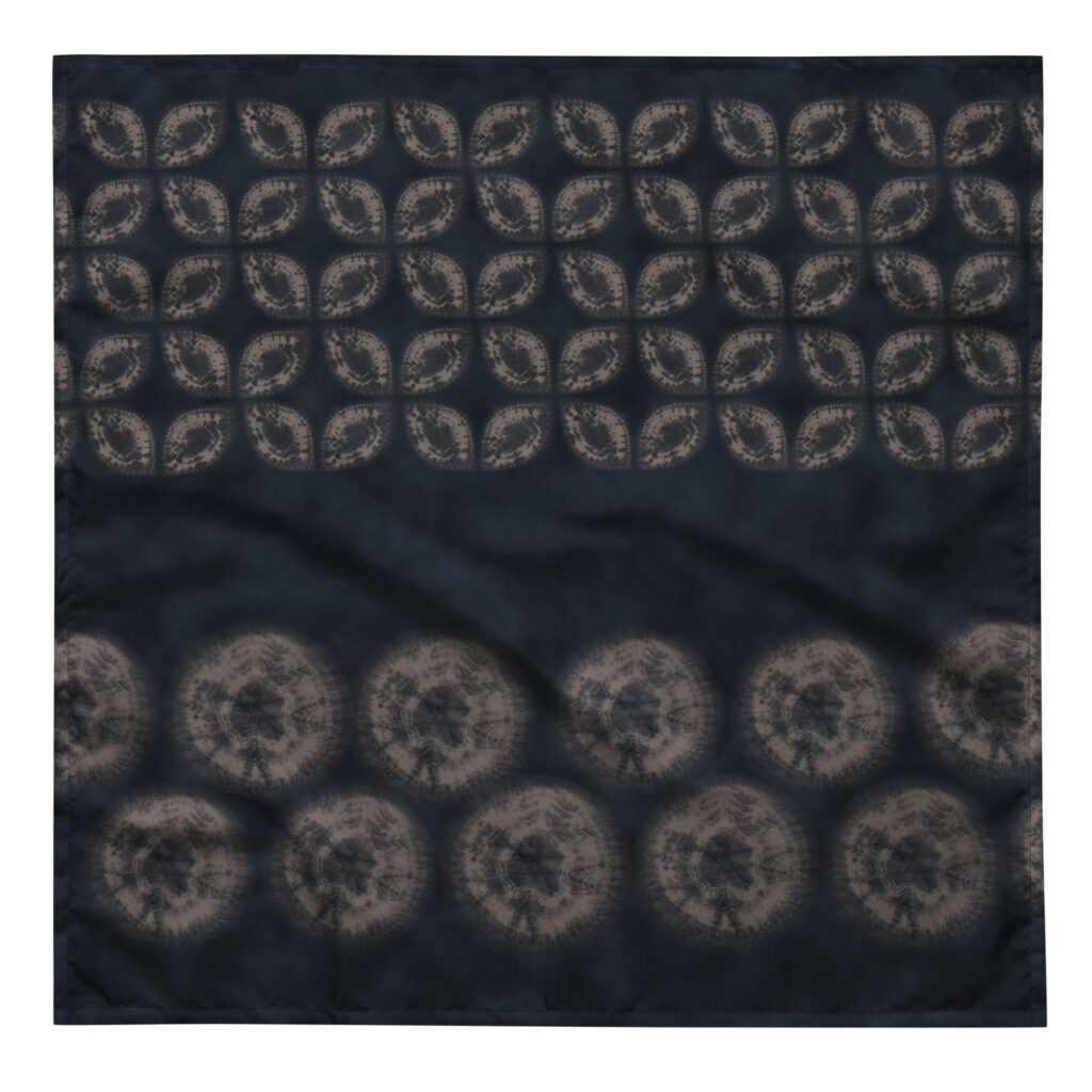 Deep Indigo Overdyed with Kakishibu Shibori Shippou & Circle bandana ...