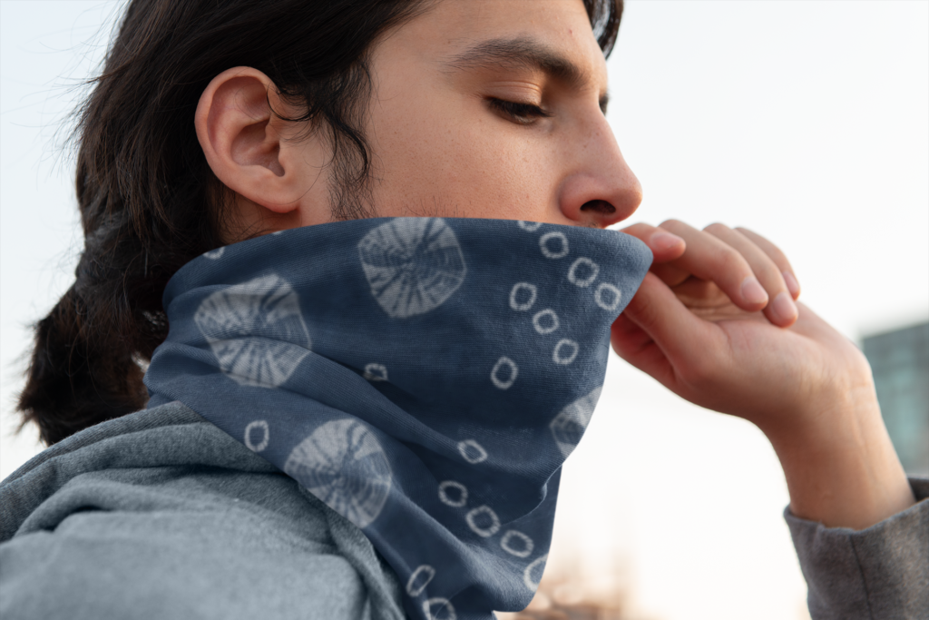 Deep Indigo Shibori Neck Gaiter – All-Season Tube Scarf Inspired by ...