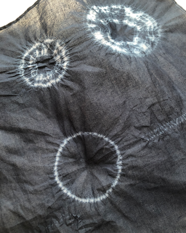 Deep Indigo Overdyed with Kakishibu Shibori Shippou & Circle bandana ...