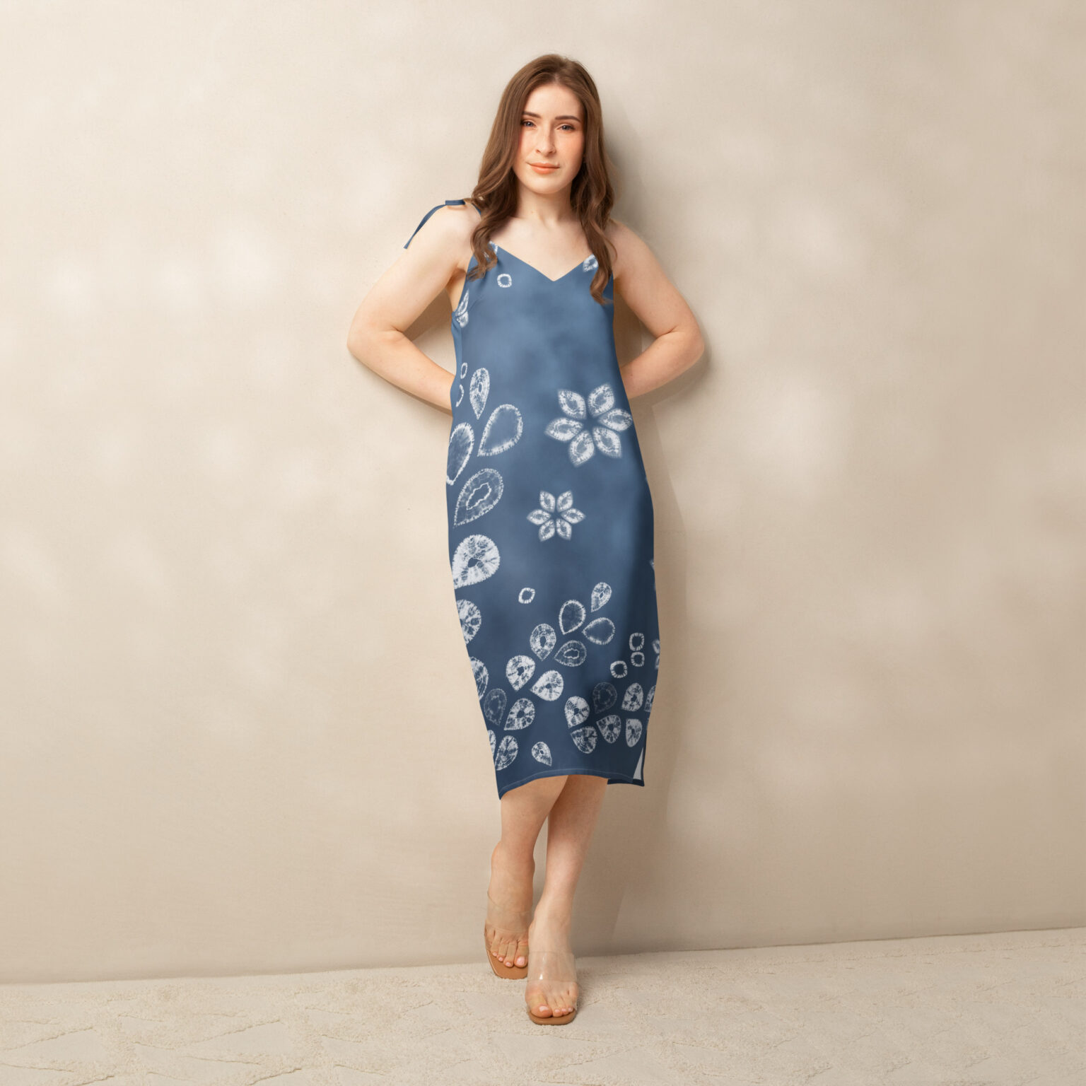 Indigo Blue Floral Shibori Inspired Slip Dress ID: 11217 | Edit ...